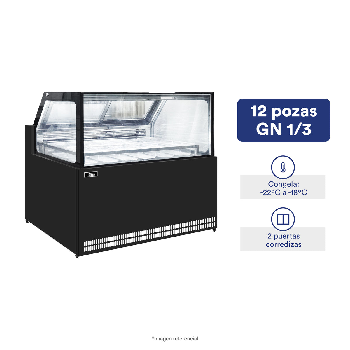 Congelador heladero premium Fan Cooling con 12 pozas – Ilumi Perú